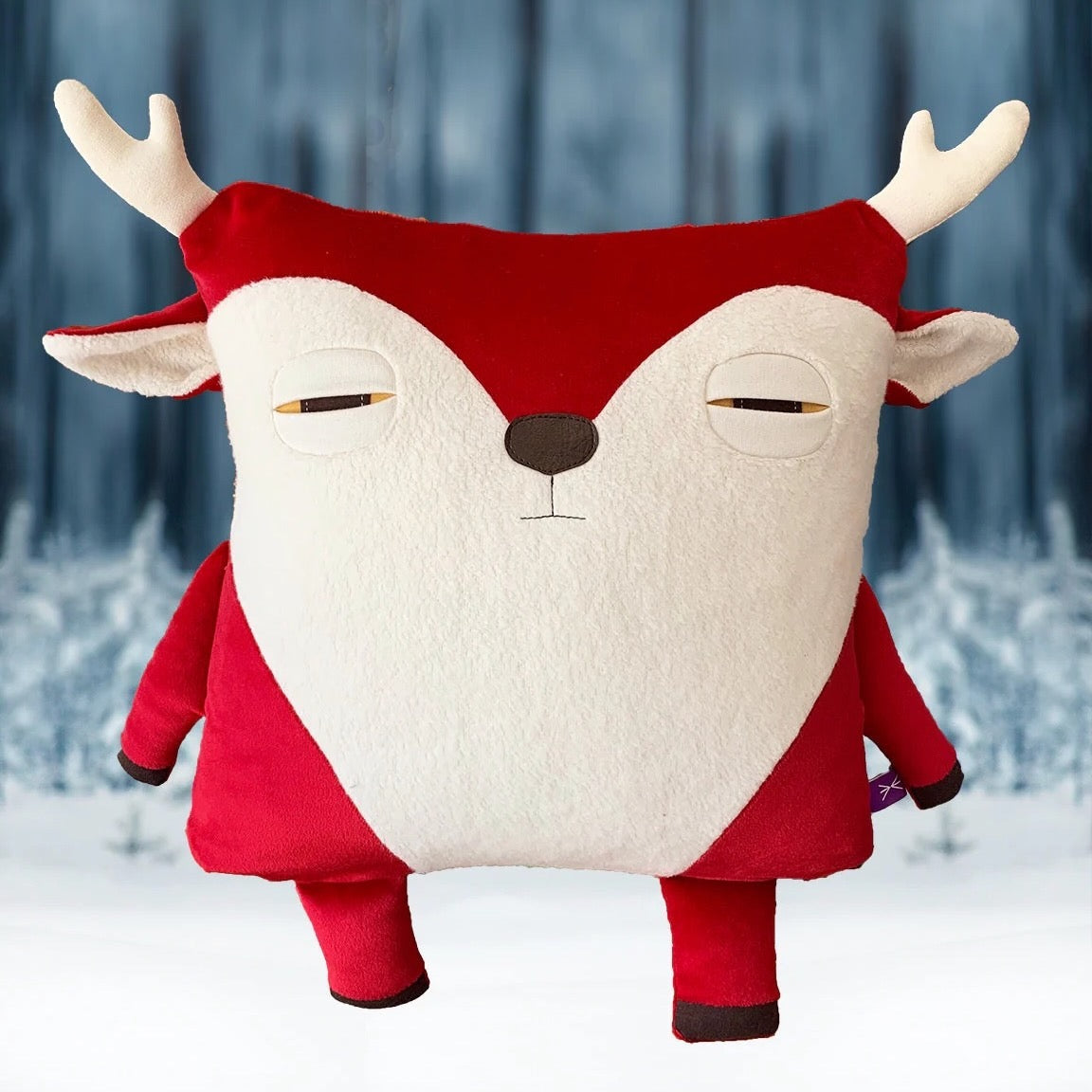 Red Caribou plush cushion, handmade in Montreal by an artisan – l ...