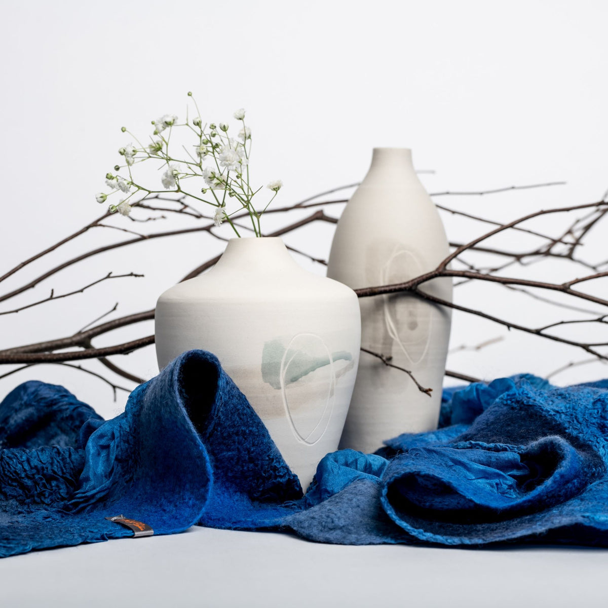 Soliflore in ceramic with pastel pattern – l'empreinte coopérative